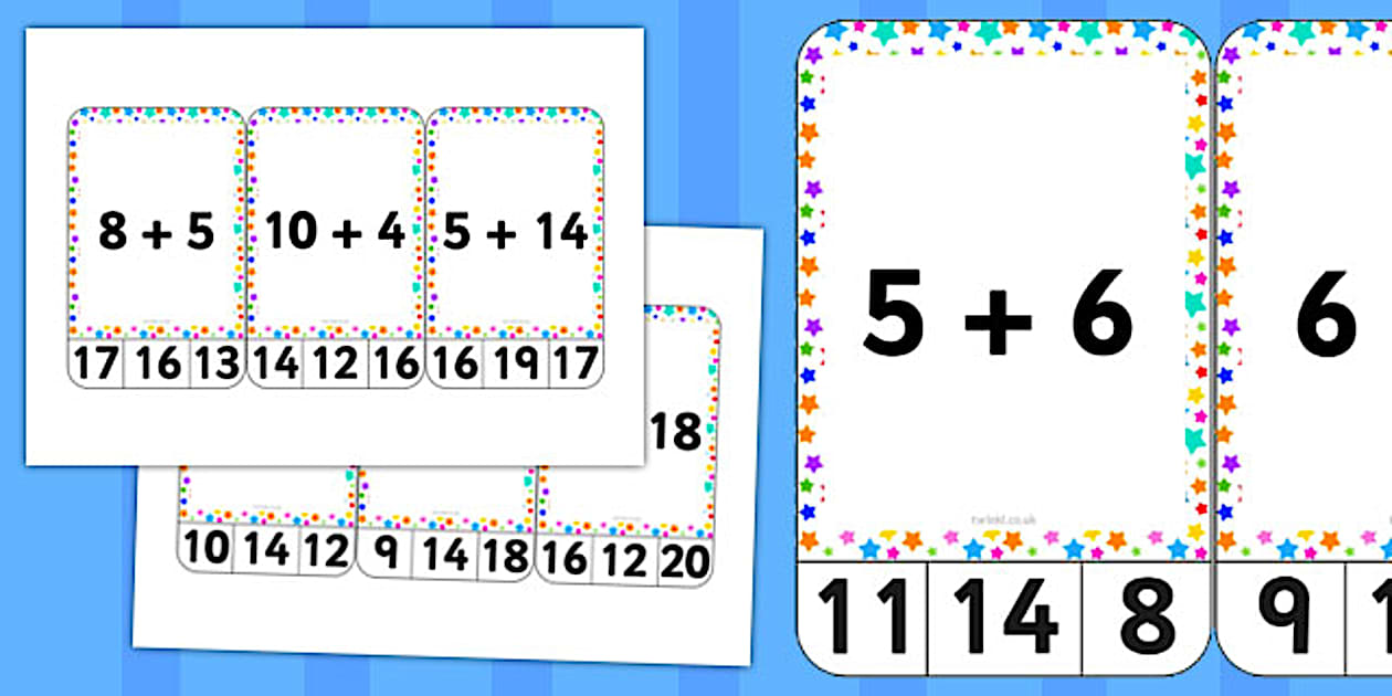 Multicoloured Stars Themed Addition to 20 Peg Activity