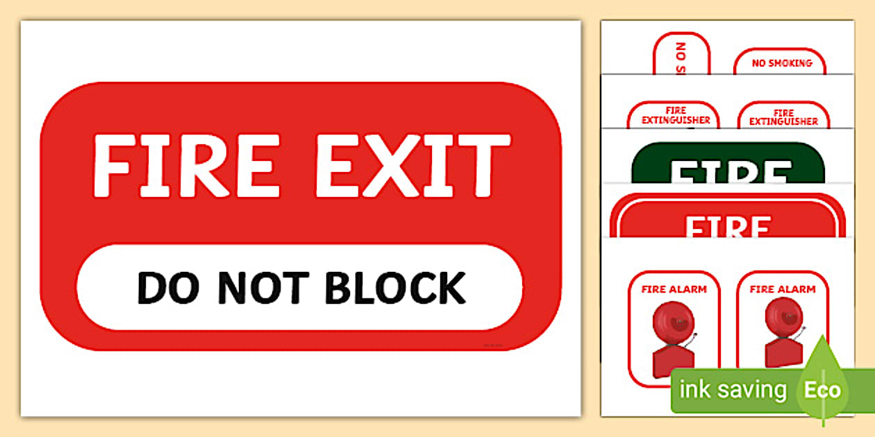 Fire Safety Signs - Fire station Role Play - Twinkl