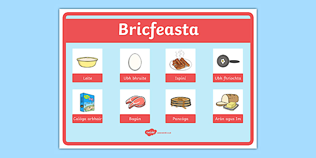 An Bhialann The Restaurant Role Play Breakfast Sign Irish Gaeilge
