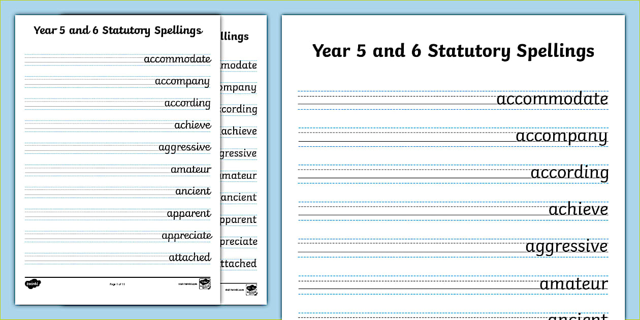 Left-Handed Writers: Y5/6 Statutory Spellings Handwriting