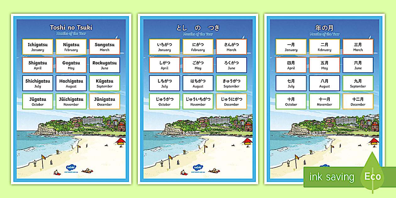 Months of the Year Display Poster Japanese