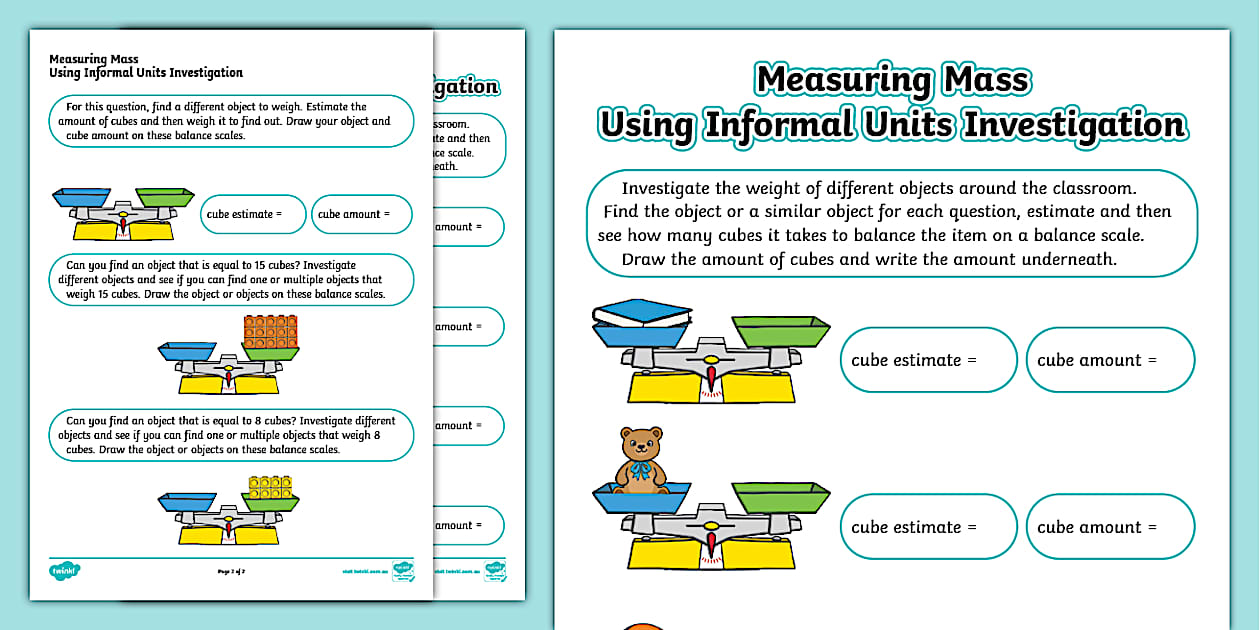 Measuring Mass Using Informal Units Investigation - Twinkl