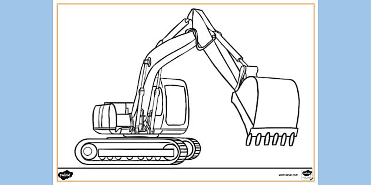 Digger with Magnet and Scrap Metal Colouring Sheet - Twinkl