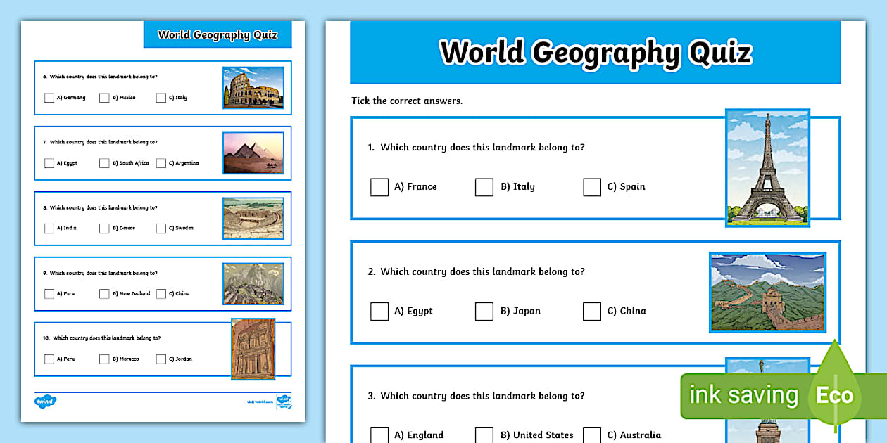 World Landmarks - Geography Quiz (teacher made) - Twinkl