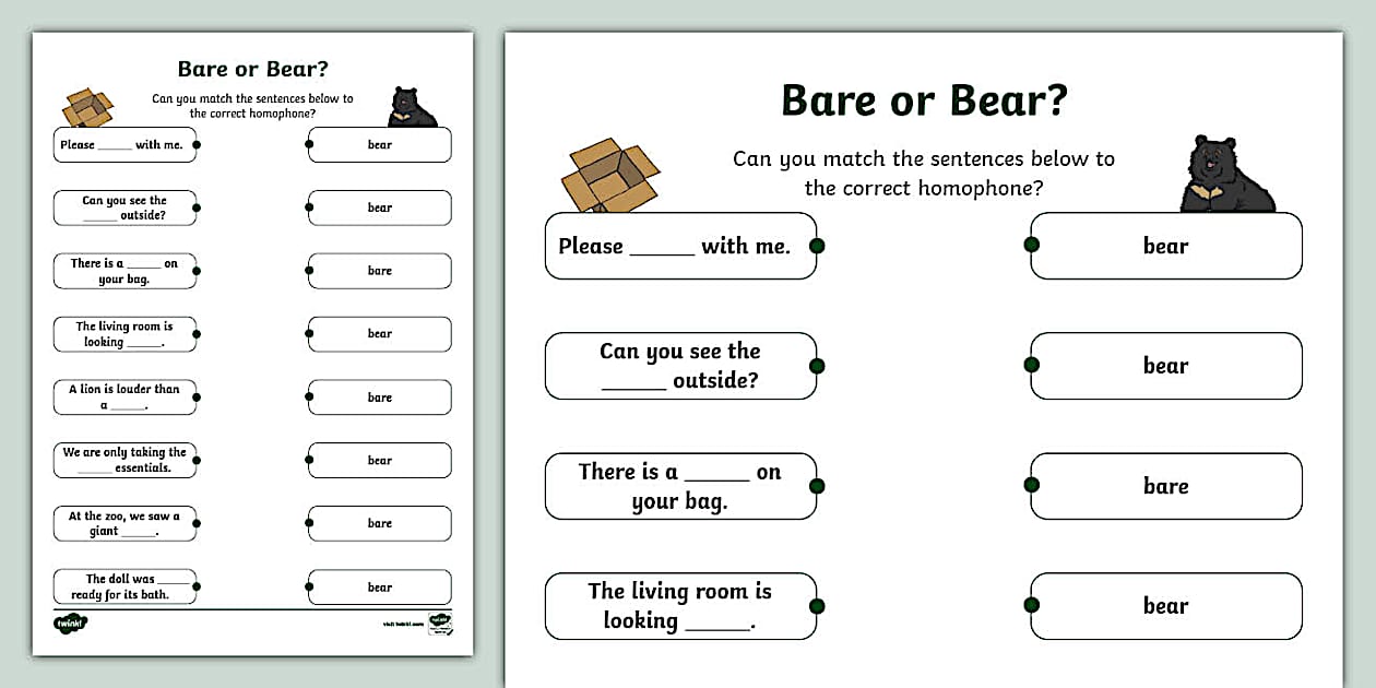 Bear or Bear? Matching Activity (teacher made) - Twinkl
