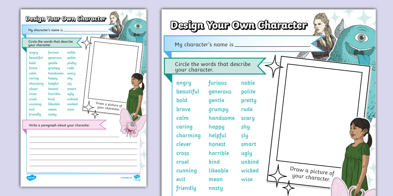 Design A Character Writing Frames (teacher made) - Twinkl