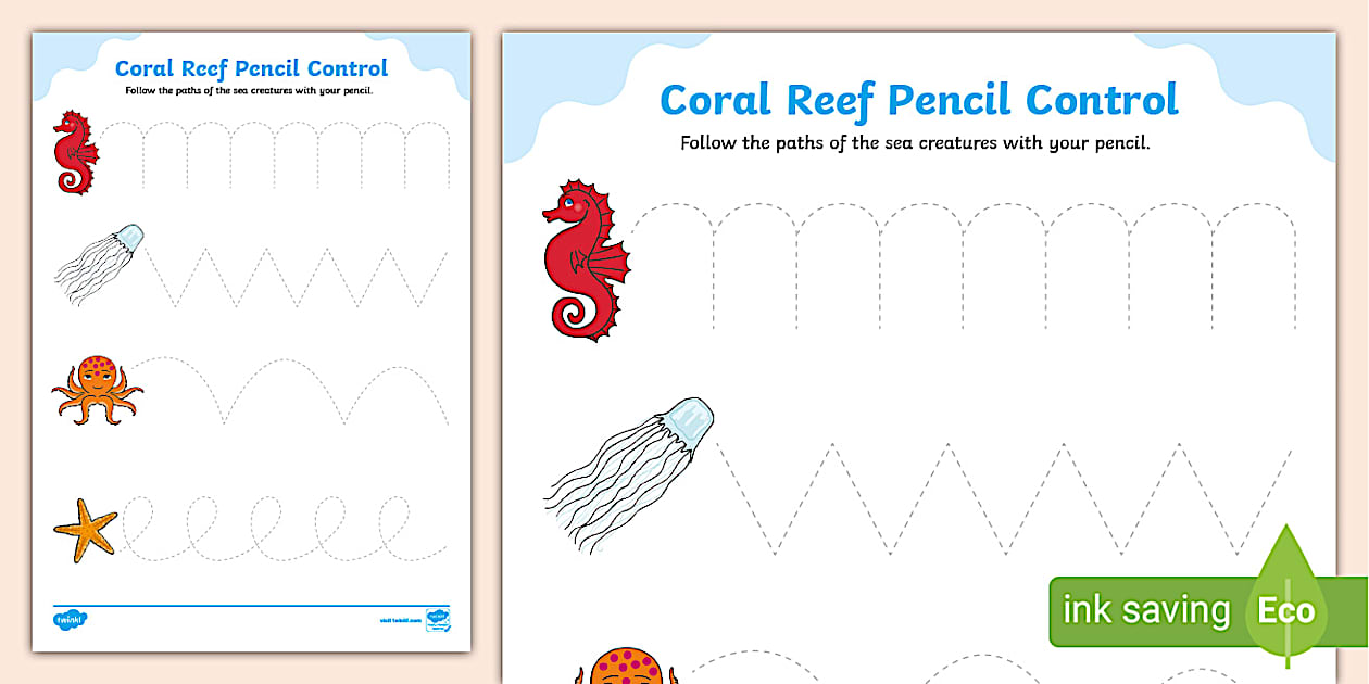 Coral Reef Pencil Control (teacher made) - Twinkl