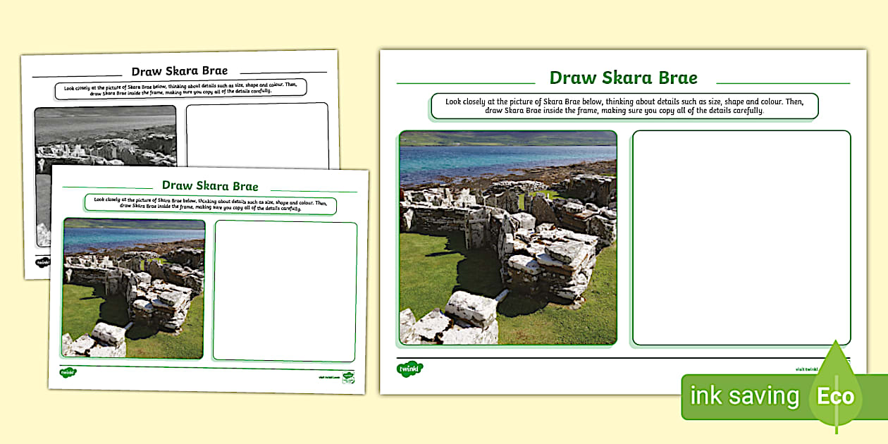 Skara Brae Drawing Activity, Skara Brae, Scotland - Twinkl