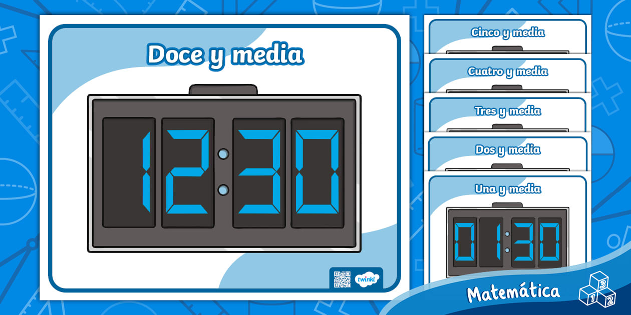 Póster | Medias Horas | Matemáticas | Reloj Digital | Tiempo