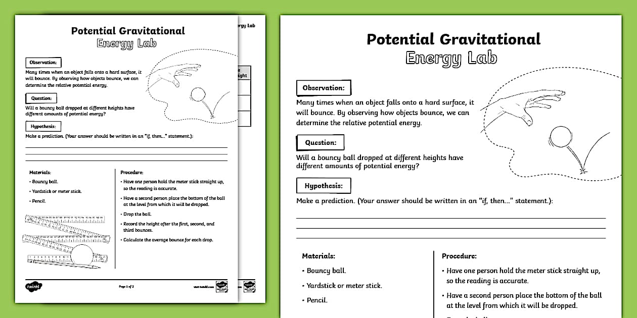 Potential Gravitational Energy Lab for 6th-8th Grade