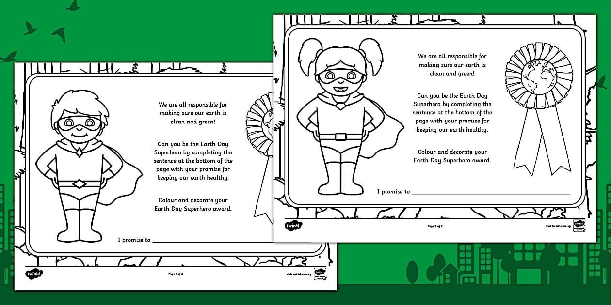 Singapore Earth Day Superhero Promise Activity - Twinkl