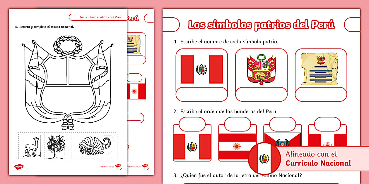 FREE! - Ficha de los símbolos patrios del Perú para niños | Twinkl