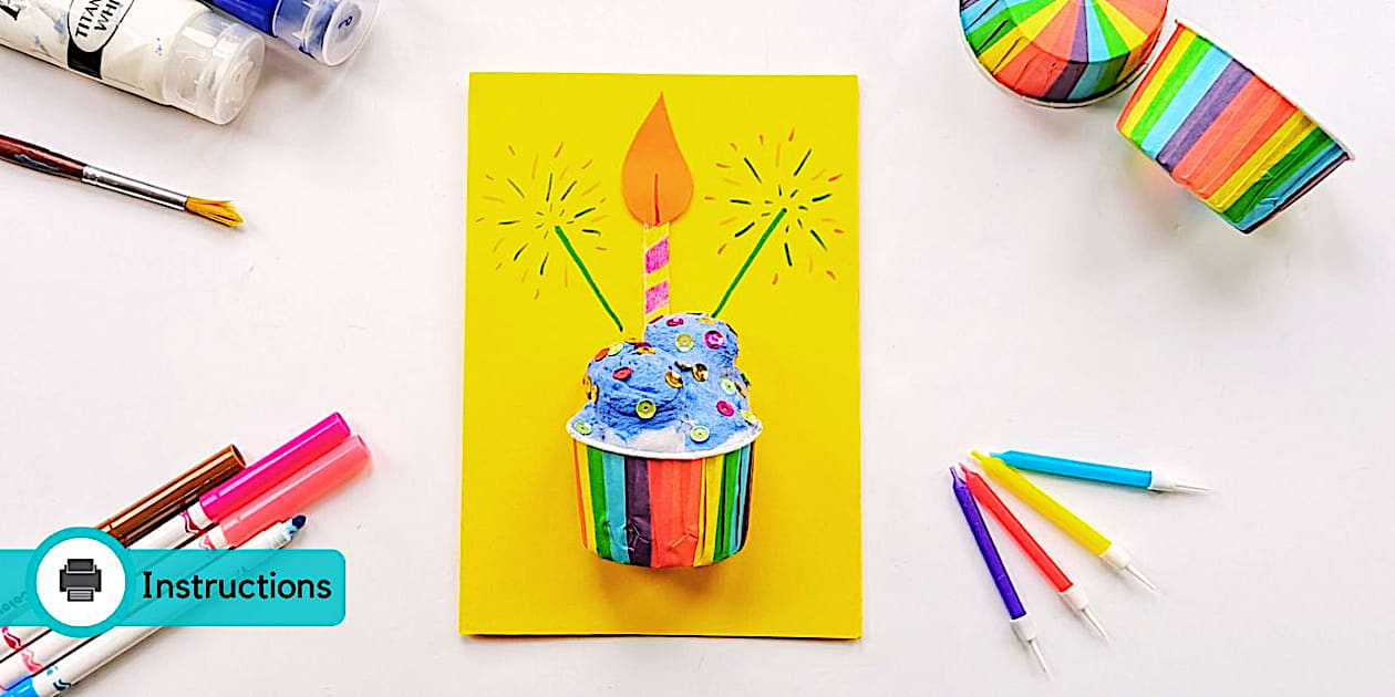 3D Cupcake Card Craft | Birthday Craft (creat de profesori)