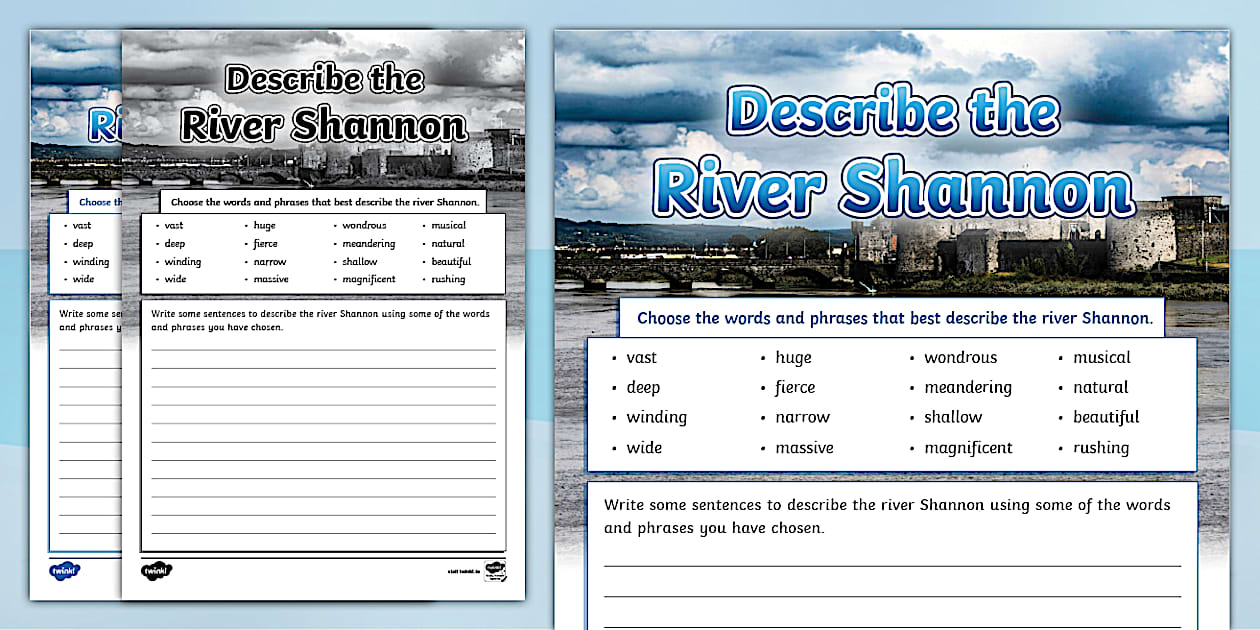 Describe the River Shannon Worksheet (teacher made) - Twinkl