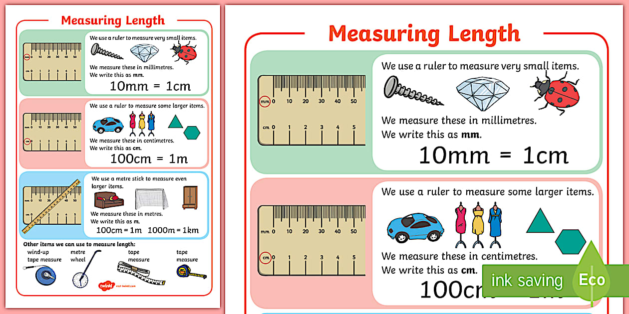 KS1 Maths Measuring Length A4 Display Poster (teacher made)