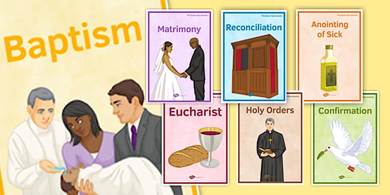 Editable 7 Sacraments Display Posters (teacher made)