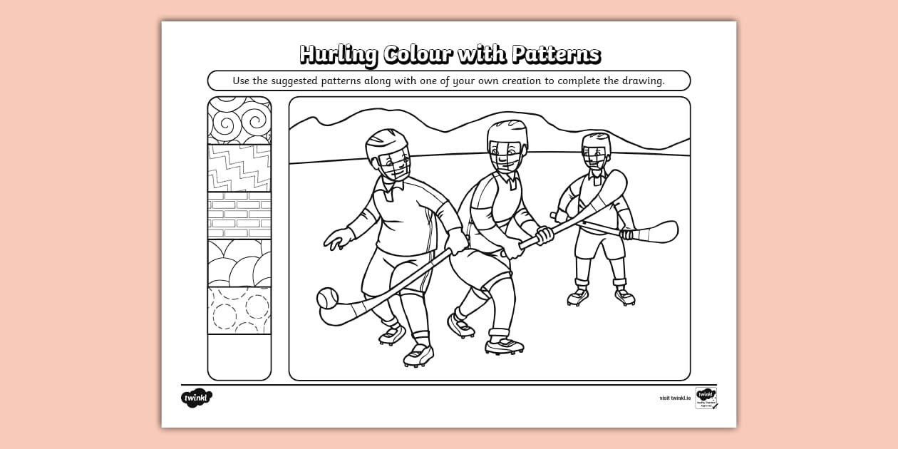 Hurling Colour with Patterns Activity - Twinkl Colouring
