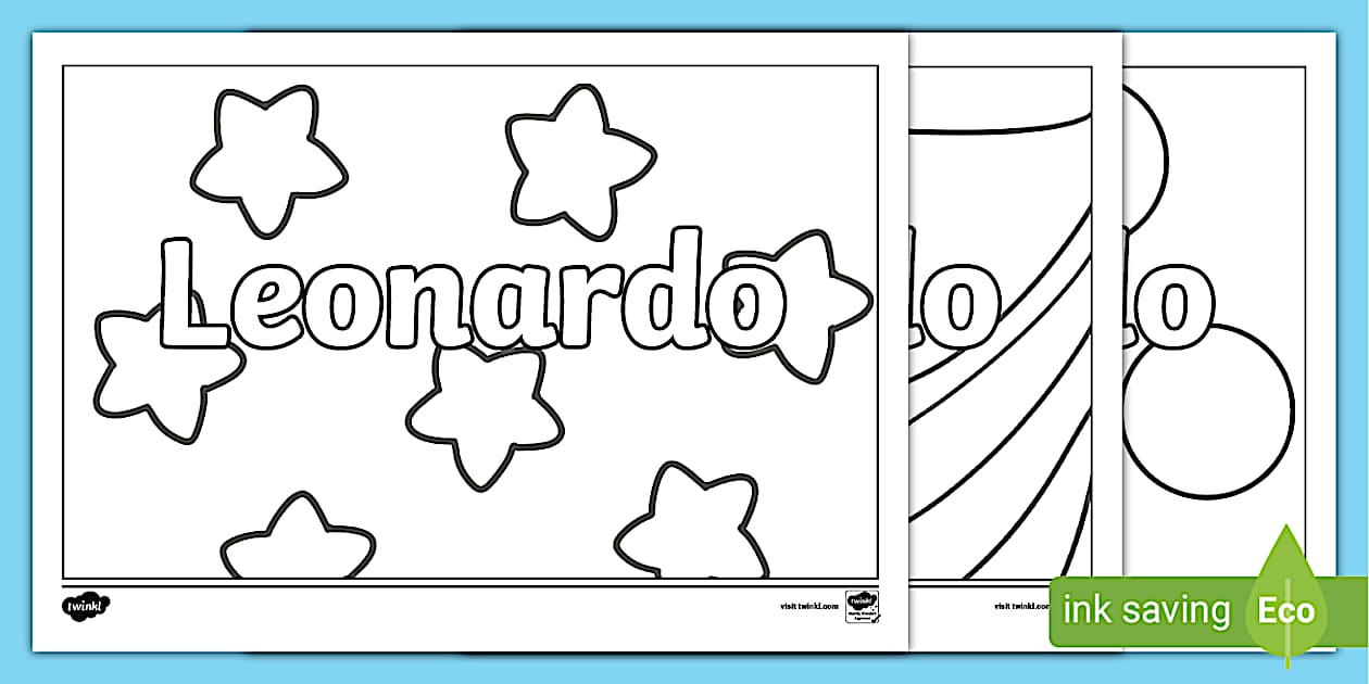 Leonardo Name Simple Colouring Activity Sheet (Teacher-Made)