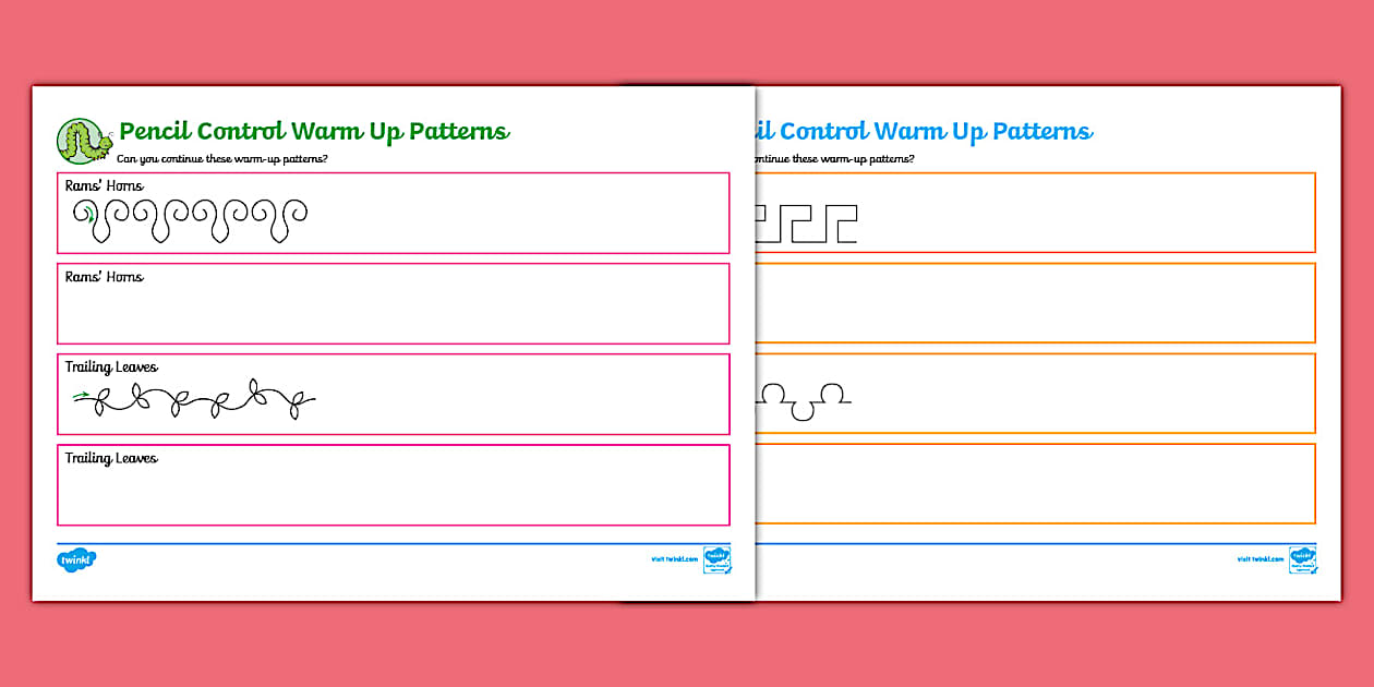 KS2 Continuous Cursive Warm Up Pencil Control Patterns Activity Sheets