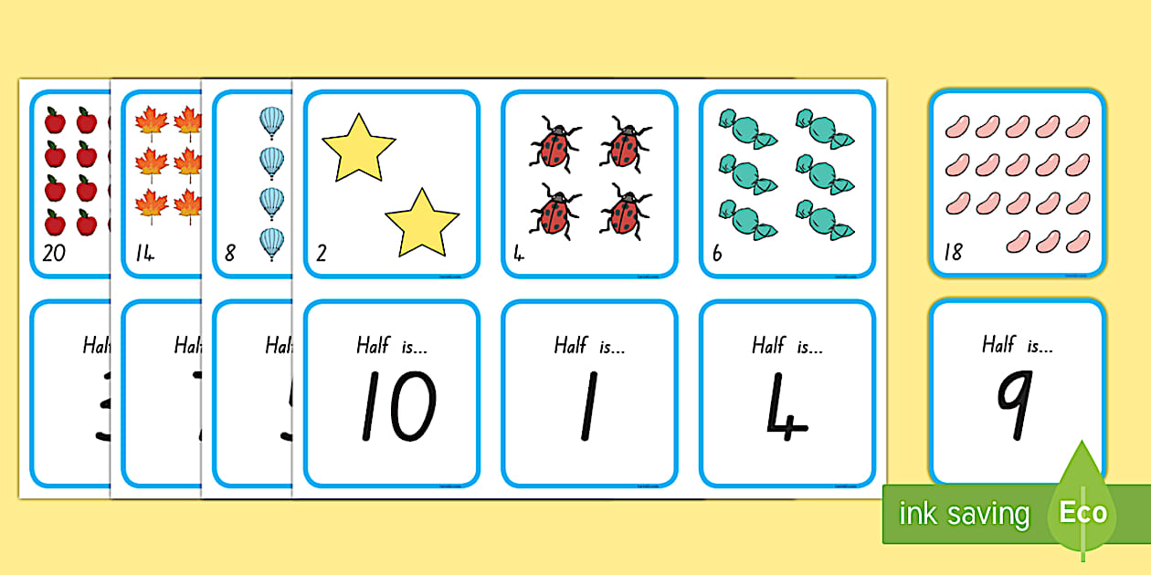 Halving Matching Cards (Teacher-Made) - Twinkl