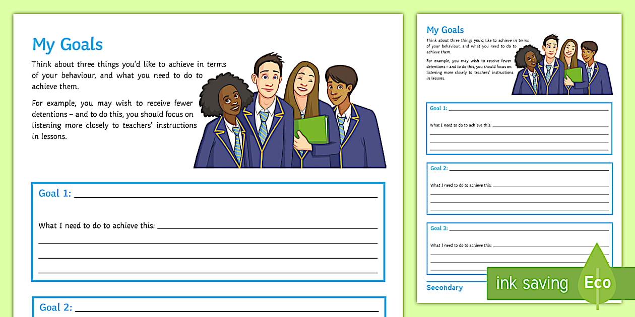 My Behavior Goals Worksheet / Worksheet (Teacher-Made)