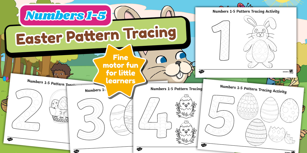 * NEW * Numbers 1-5 Easter Pattern Tracing Activity