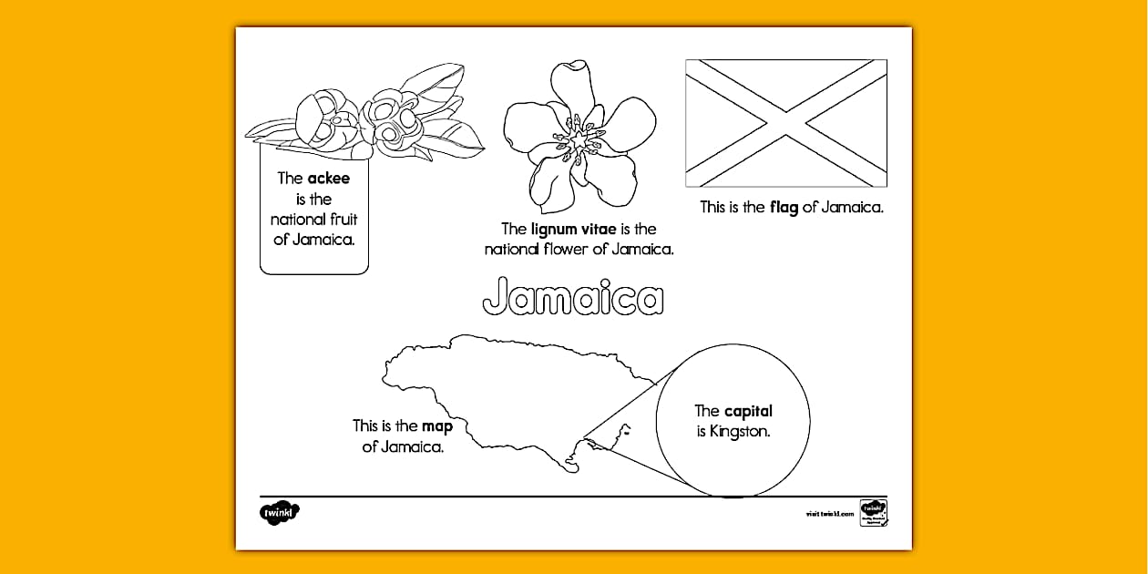 Jamaica Facts Coloring Sheet