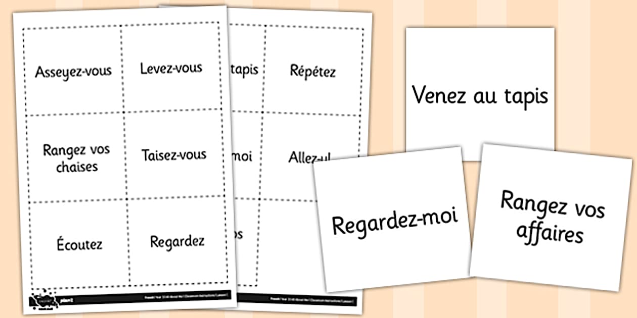 French Classroom Instructions Vocabulary Flashcards - french