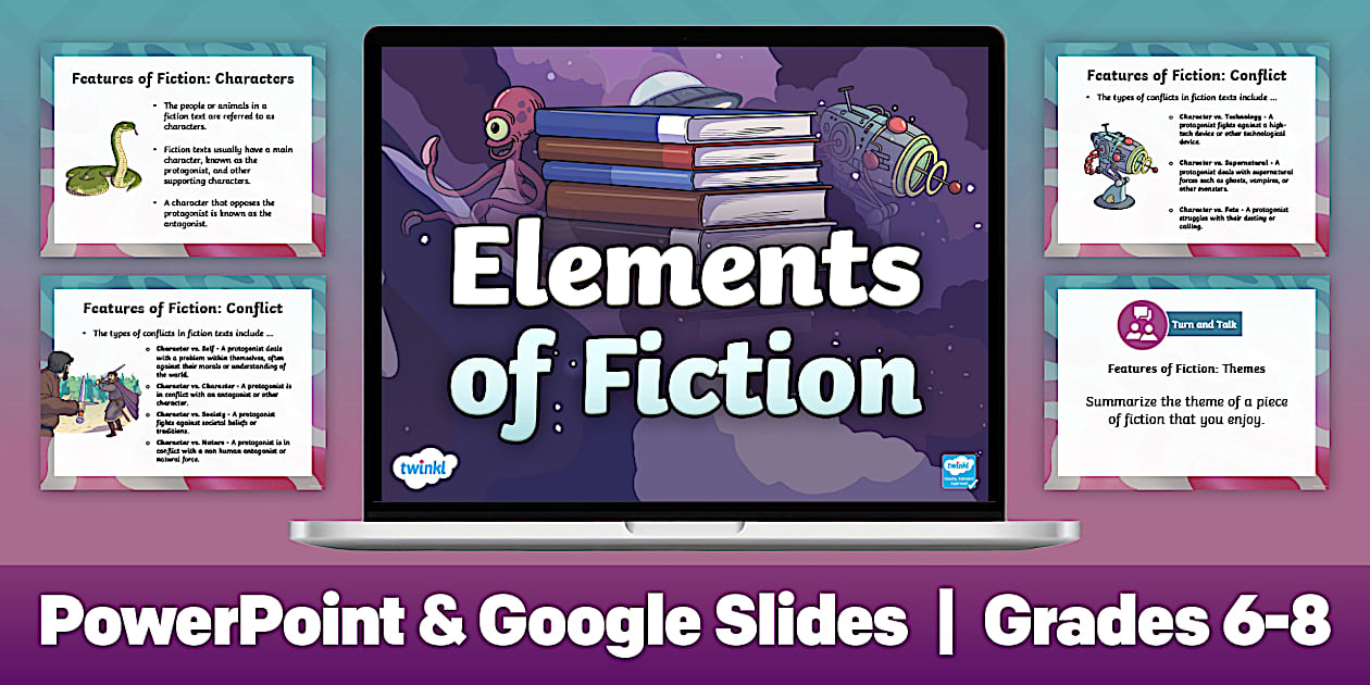 Elements of Fiction PowerPoint & Google Slides for 6th-8th