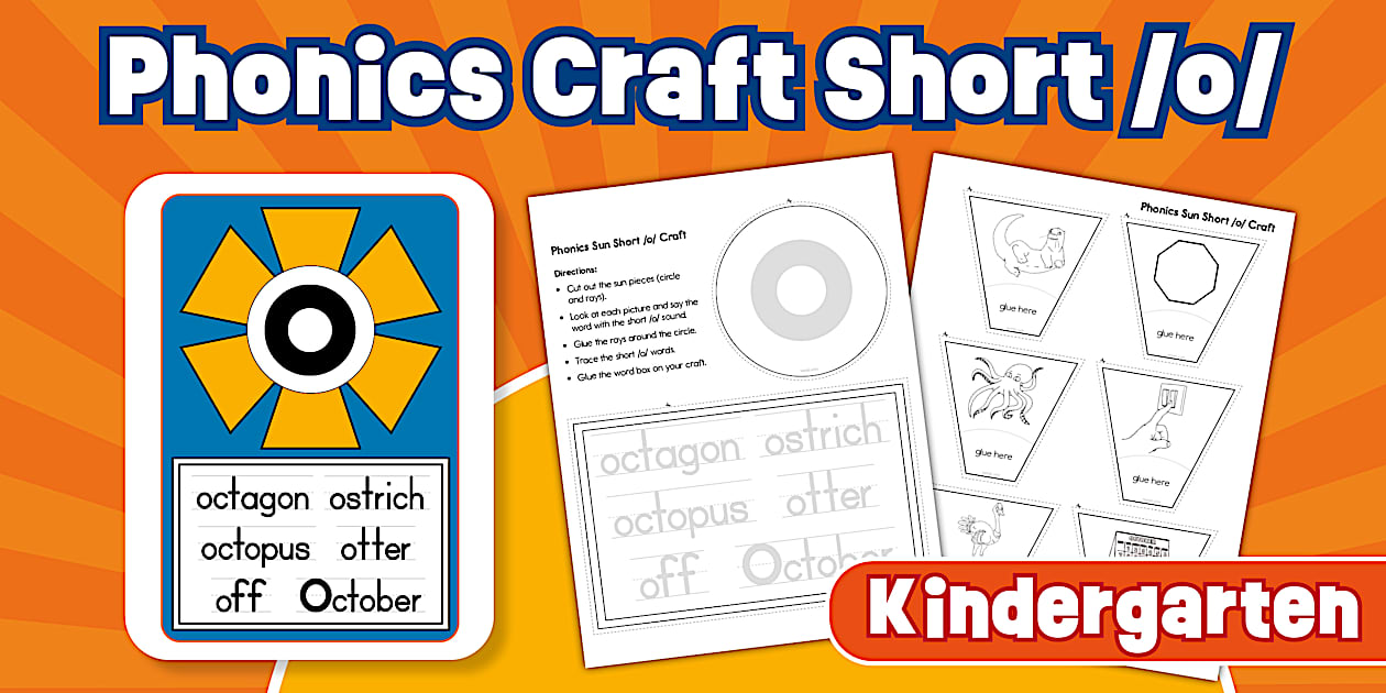 Kindergarten Phonics Sun Craft Short /o/