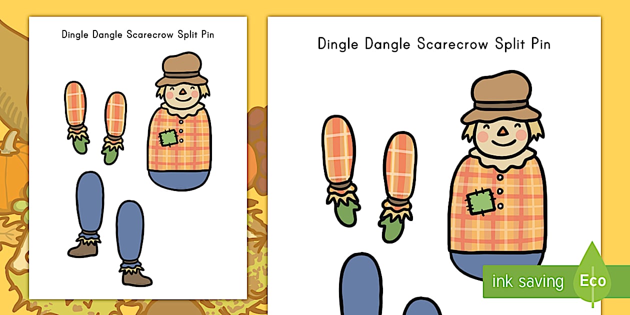 Scarecrow Split Pin Craft Halloween teaching resource Twinkl