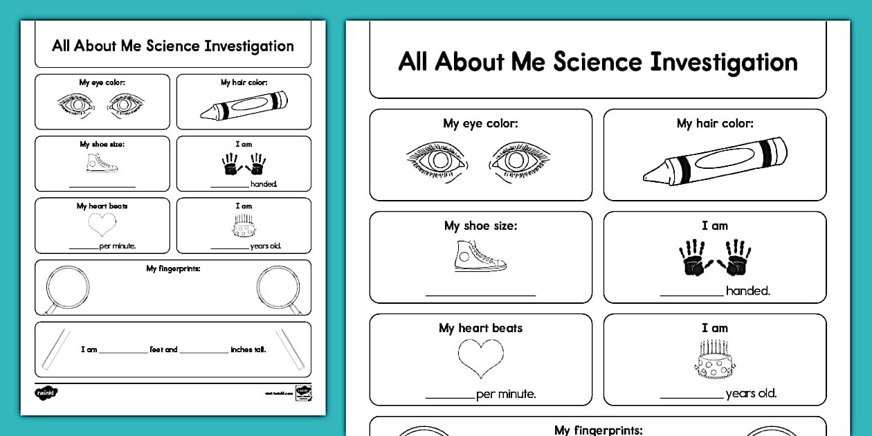 All About Me Science Worksheet for PreK-K | Twinkl USA