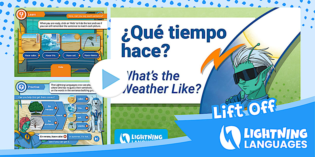 👉 Lightning Languages | Spanish Lift Off Weather PowerPoint 1