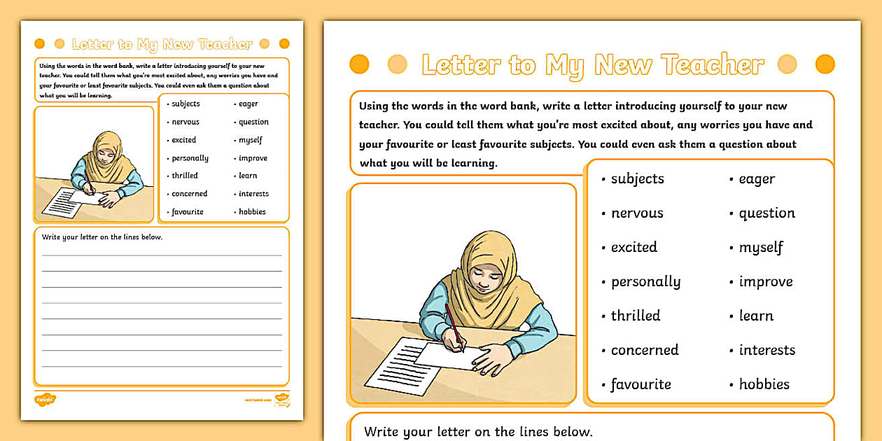 Letter to My New Teacher Template (Teacher-Made) - Twinkl