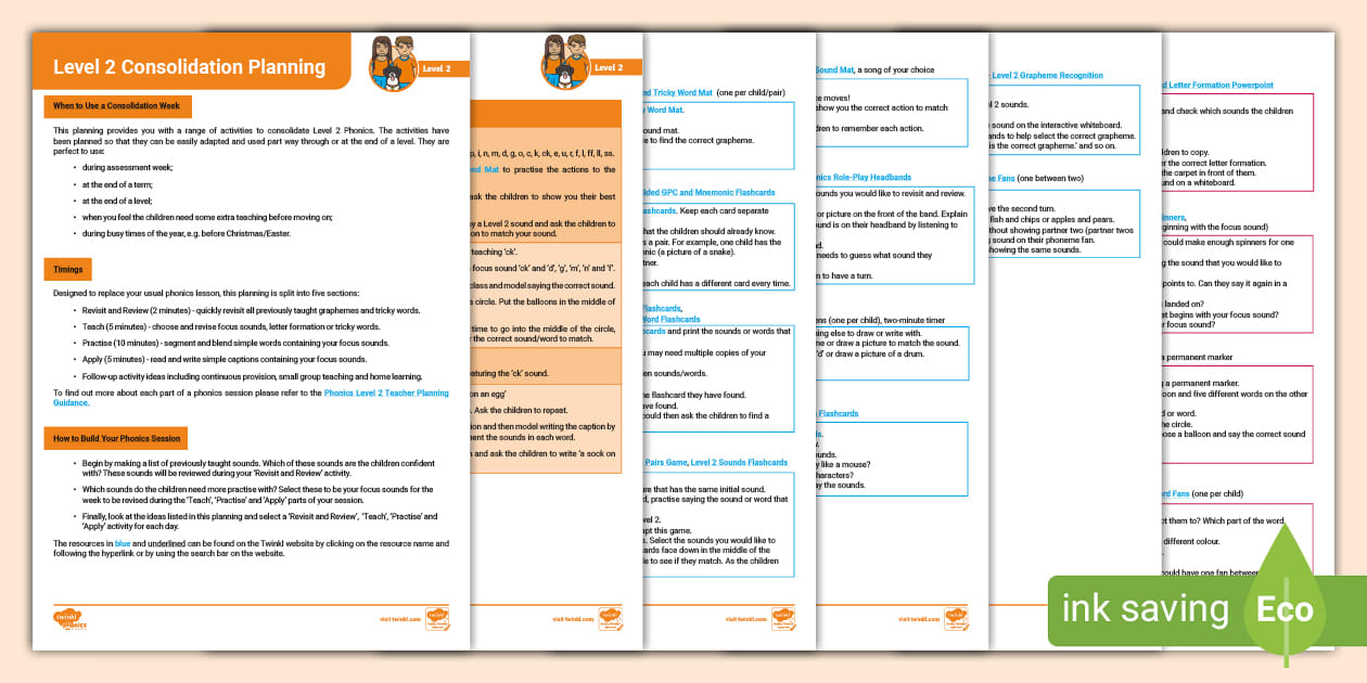 Level 2 Phonics Consolidation Planning - EYFS - Twinkl