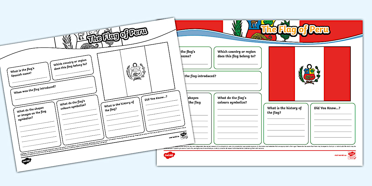 Peru Flag Fact File Template (teacher made) - Twinkl