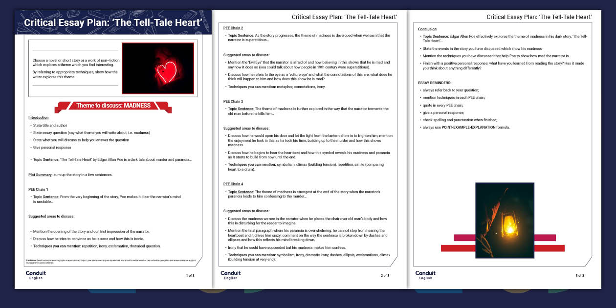 Critical Essay Plan: 'The Tell-Tale Heart' - Twinkl