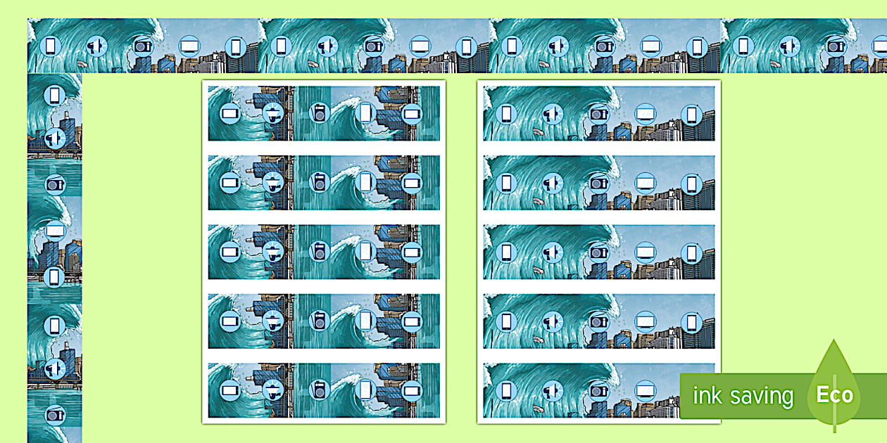Tsunamis Display Borders (teacher made) - Twinkl