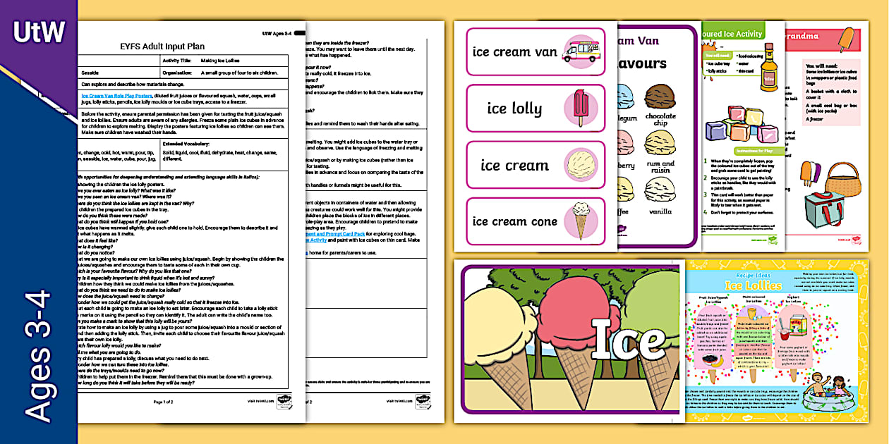 EYFS Making Ice Lollies Adult Input Plan and Resource Pack