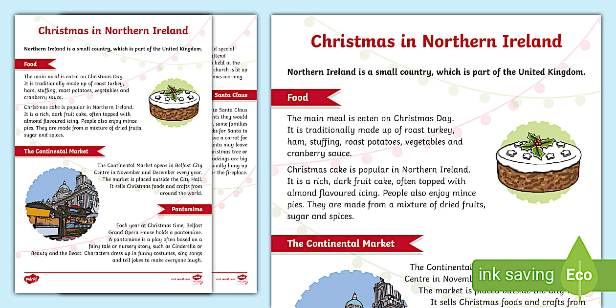 KS1 Christmas in Northern Ireland Comprehension - Twinkl