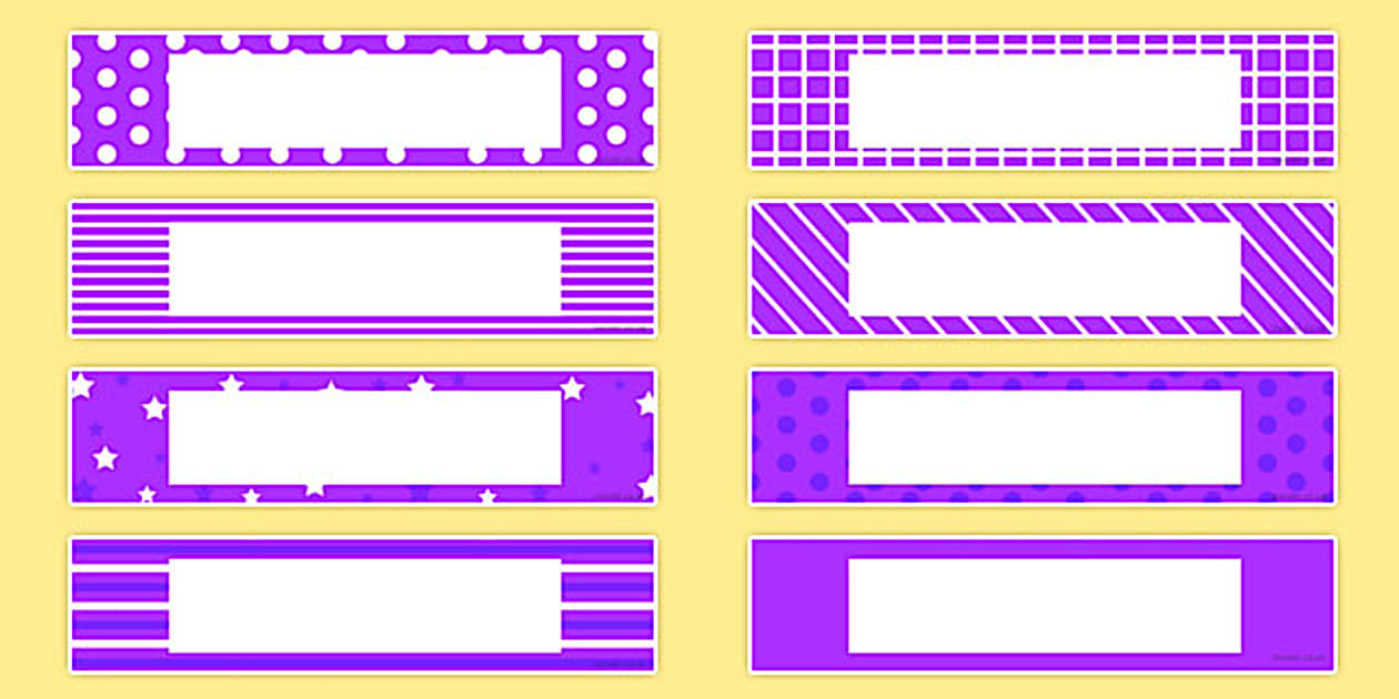 👉 Free Printable Classroom Tray Labels - Purple - Twinkl