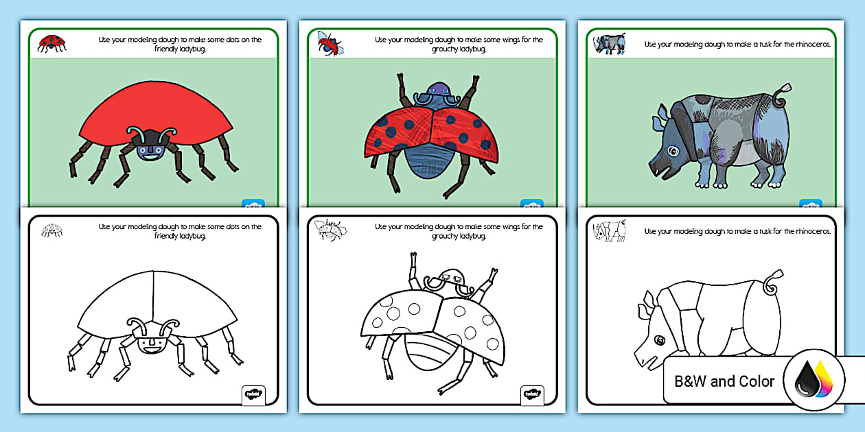 The Grouchy Ladybug Modeling Dough Mats (teacher made)