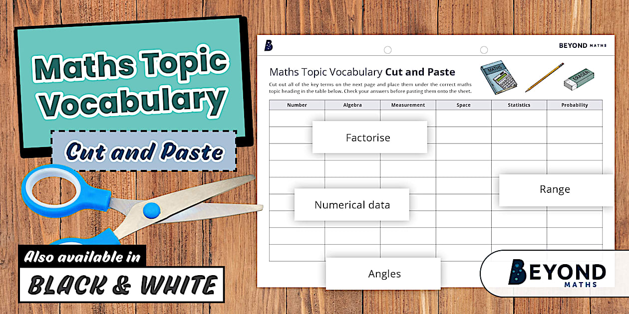 Maths Topic Vocab Cut & Paste