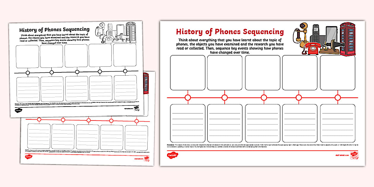 Timeline of Phones Sequencing Worksheet (teacher made)