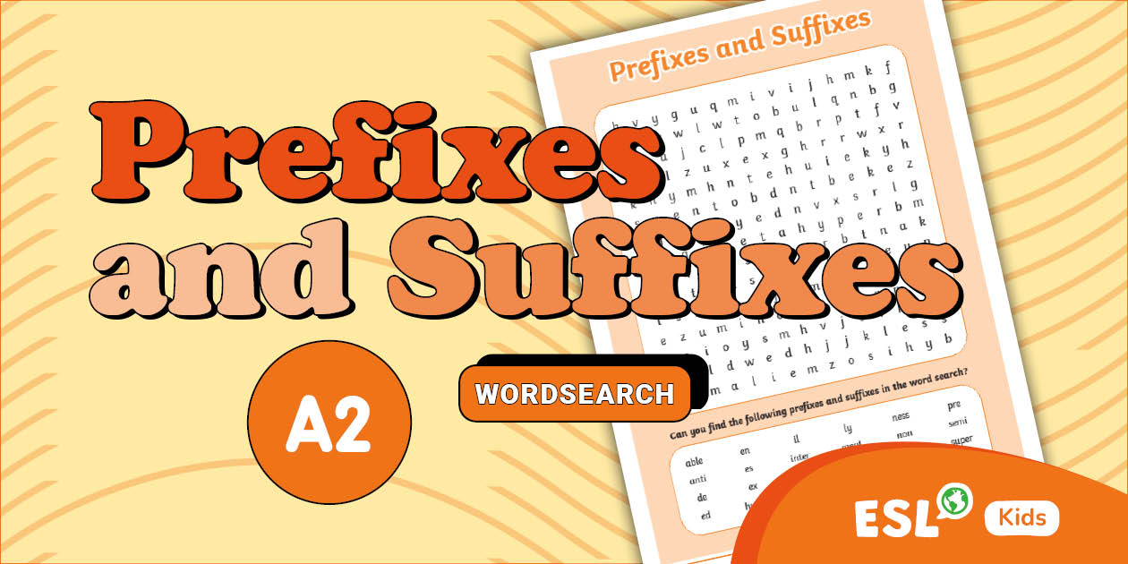 ESL Prefixes and Suffixes Word Search {Kids}