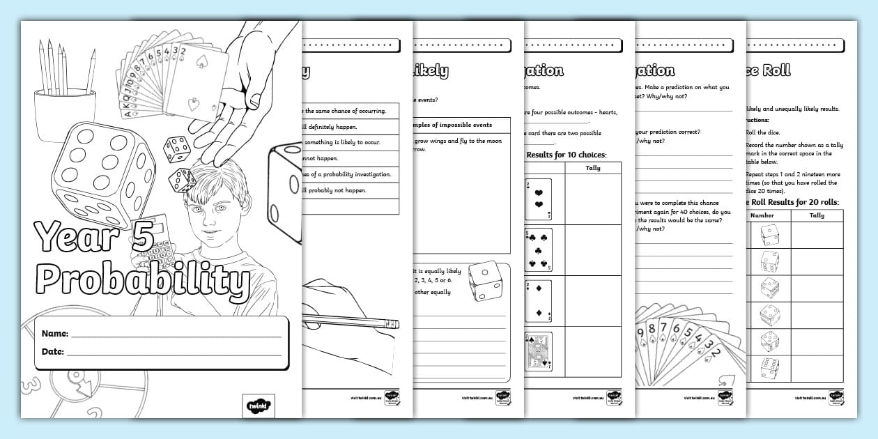 Year 5 Probability Activity Workbook (teacher made) - Twinkl