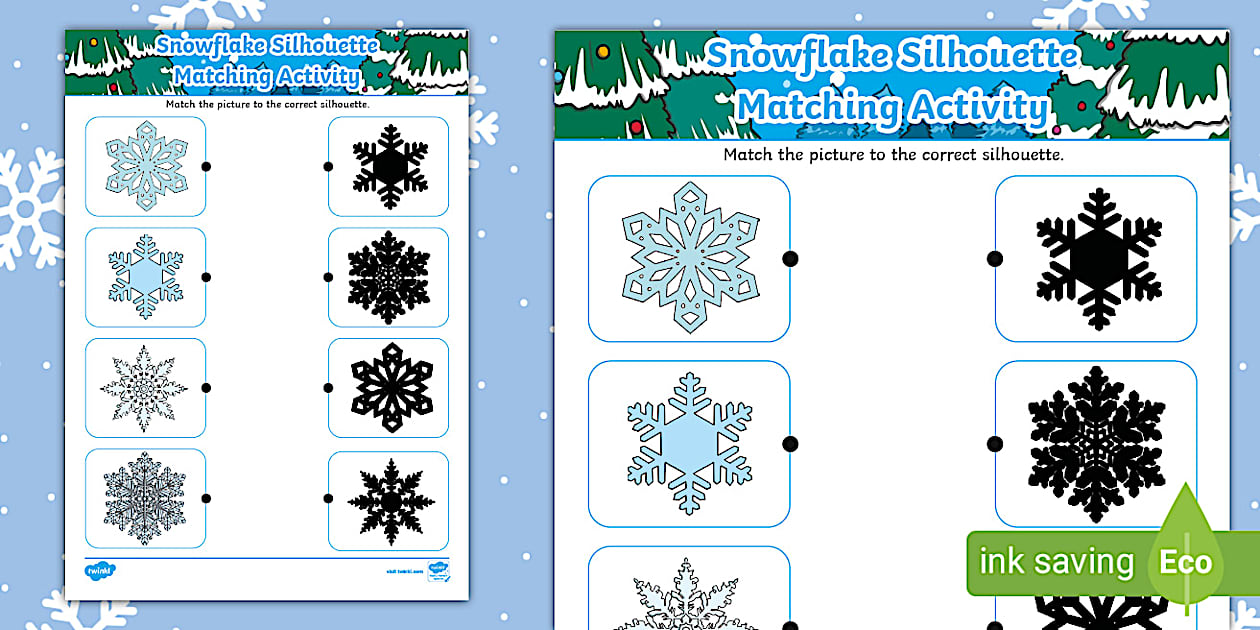 Snowflake Silhouette Matching Activity - Twinkl