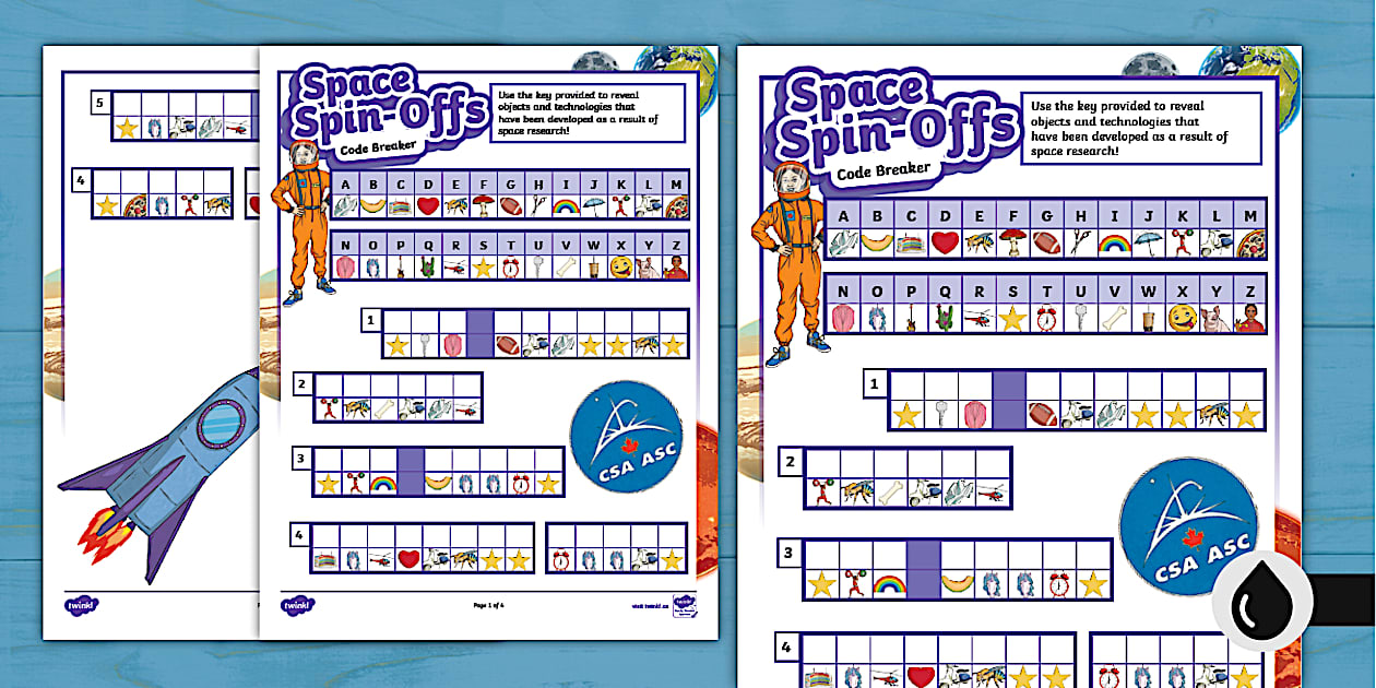 Space Spin-Offs Emoticon Code Breaker Activity - Twinkl