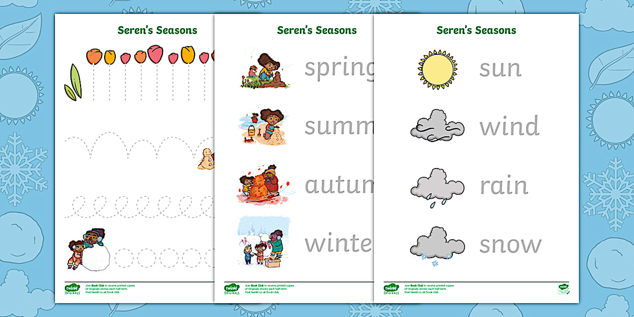 Seren's Seasons: Weather and Seasons Handwriting Worksheets