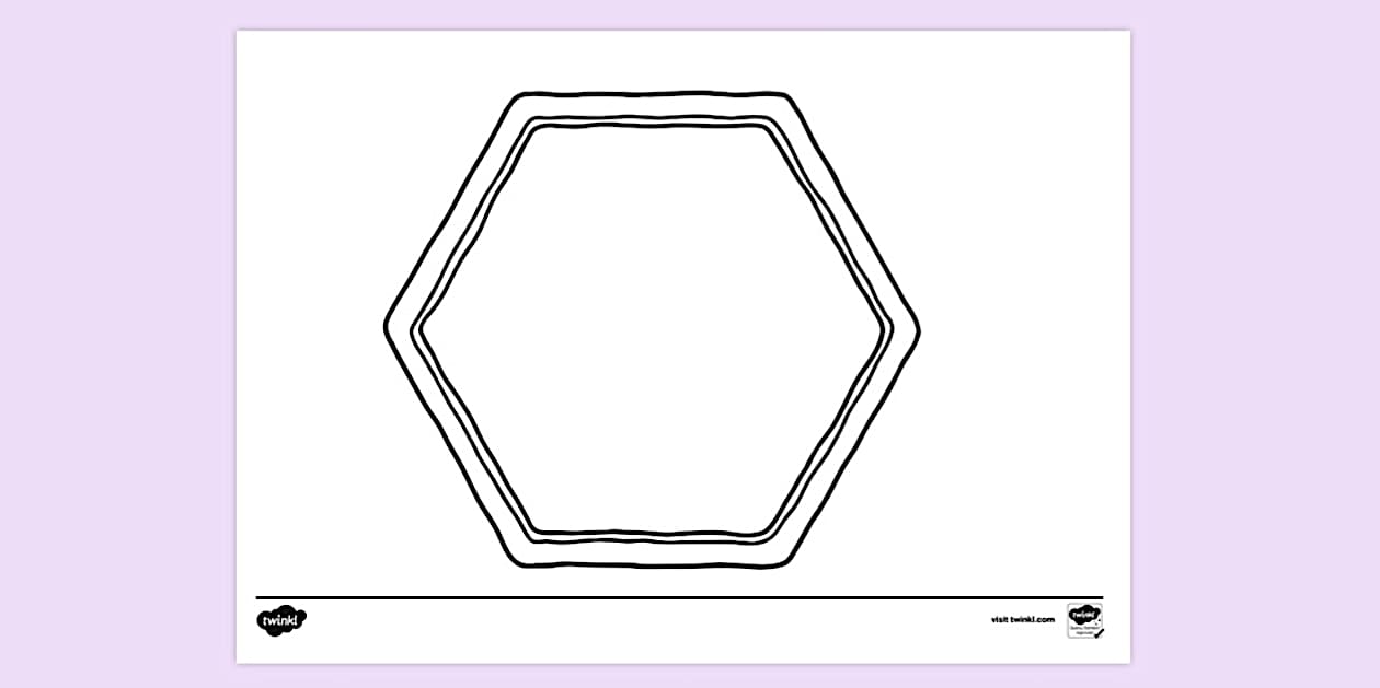 Hexagon Pizza Base Colouring | Colouring Sheet - Twinkl